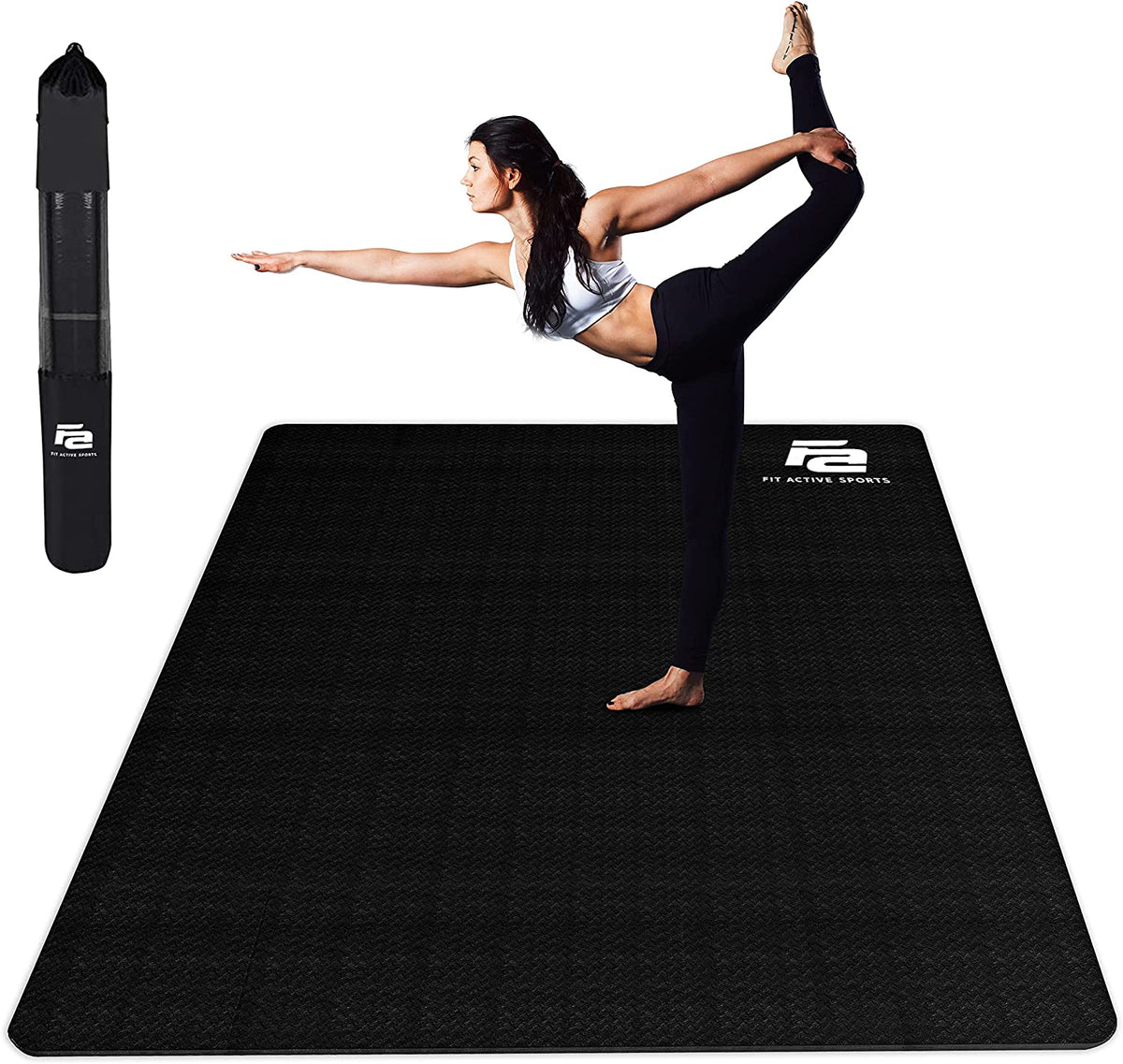 Fit Active Sports Large Exercise Mat 6' x 4' x 8mm | Thick Non-Slip Ex